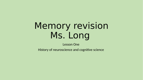 History of neuroscience and cognitive science | Teaching Resources