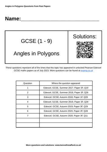 Angles in Polygons. GCSE Maths Past Paper Questions. | Teaching Resources Angles in Polygons. GCSE Maths Past Paper Questions. | Teaching Resources