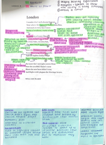 GCSE english literature eduqas poetry notes with context | Teaching ...