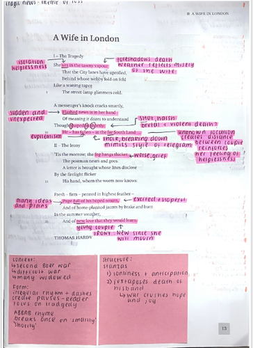 GCSE english literature eduqas poetry notes with context | Teaching ...