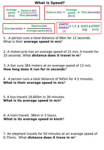 KS3 - Science - Forces, Speed & Distance Time Graphs | Teaching Resources