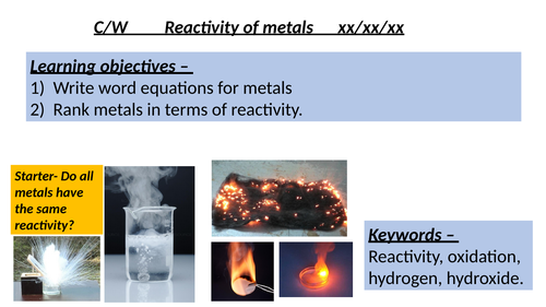 Reactivity Series Teaching Resources