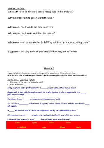 Soluble salts practical planning lesson GCSE | Teaching Resources