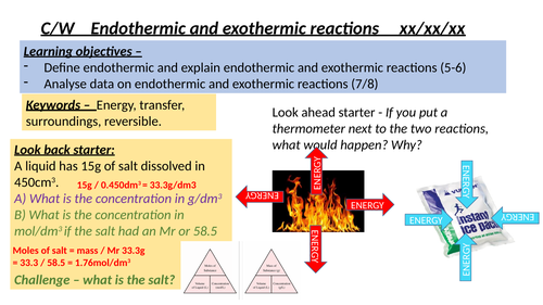 Exo and Endothermic reactions GCSE | Teaching Resources