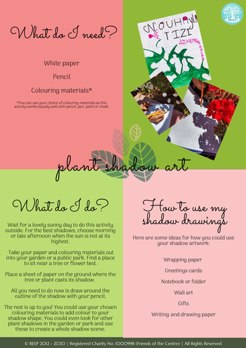 EAL Gardening Craft Activity - Plant Shadow Art | Teaching Resources