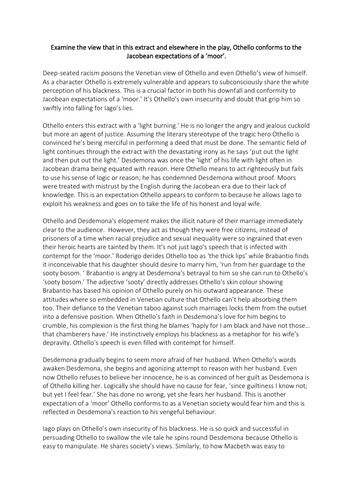 Othello A Level English Literature Essays | Teaching Resources