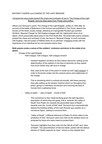 Charge of the Light Brigade + Bayonet Charge - Chaos of War - Essay ...