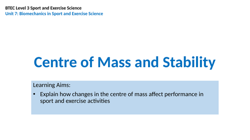BTEC L3 Sport and Exercise Science - Unit 7 Biomechanics Resource Pack ...