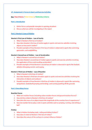 BTEC L3 Sport and Exercise Science - Unit 7 Biomechanics Resource Pack ...