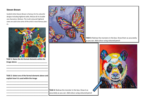 Art Cover work sheets BUNDLE (Animal Project) | Teaching Resources