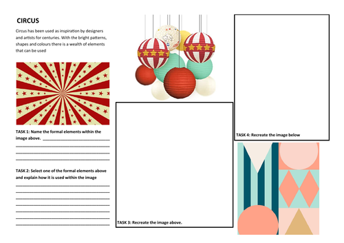 Art Cover double-sided worksheet (Circus) | Teaching Resources