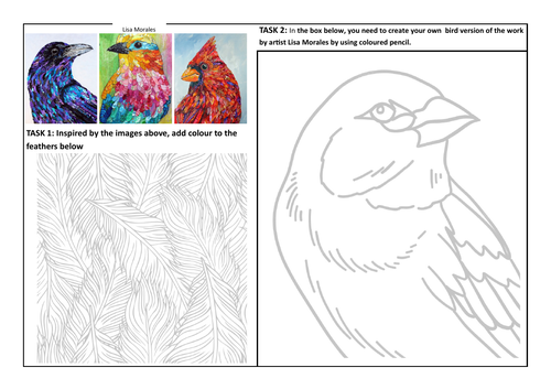 Art Cover double-sided worksheet (Birds) | Teaching Resources
