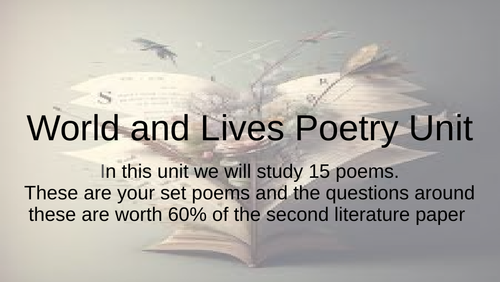 World and Lives Poetry Unit of work with questions | Teaching Resources