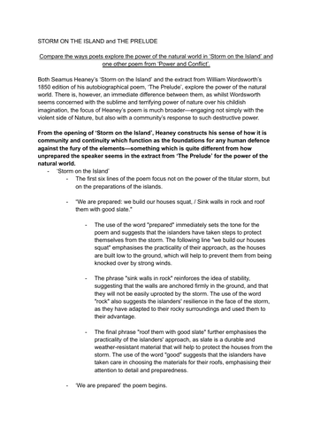 Storm On The Island + The Prelude - Power of Nature - Essay Grade 9 ...
