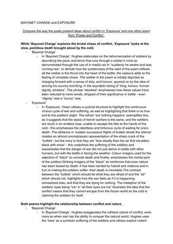 Bayonet Charge + Exposure - Conflict - Essay Grade 9 | Teaching Resources