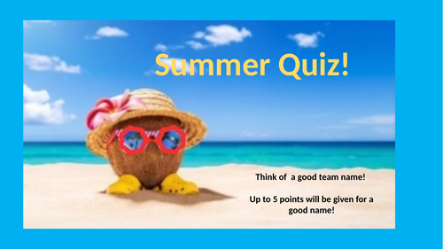Summer Quiz KS3 and GCSE | Teaching Resources
