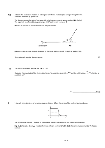 OCR A level Physics A - 6.4 The nuclear atom. Exam questions with ...