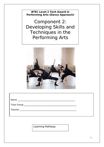 BTEC Tech Award 2022 Comp 2 Workbook Performing Arts | Teaching Resources
