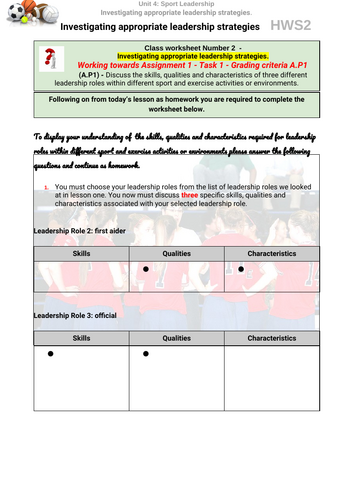 UNIT 4 – Sports Leadership | Teaching Resources