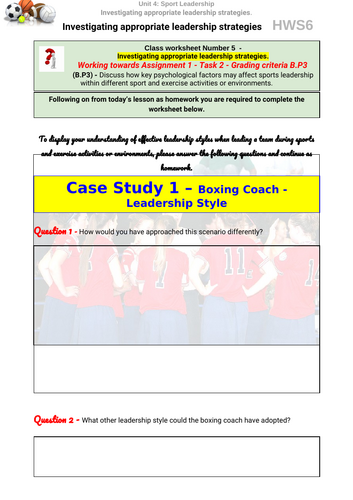 UNIT 4 – Sports Leadership | Teaching Resources