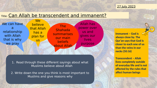 GCSE Nature of Allah (ISlam) - lesson 6 | Teaching Resources
