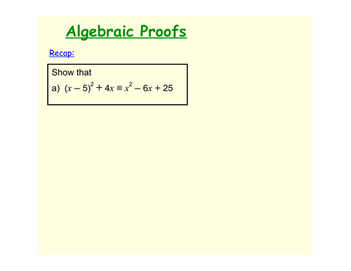 Algebraic Proofs | Teaching Resources