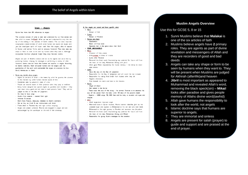 GCSE (Islam) angels - lesson 12 | Teaching Resources