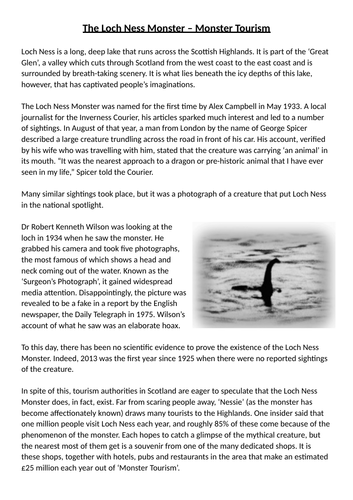 Year 3 English Non-Fiction Unit - Loch Ness Monster | Teaching Resources