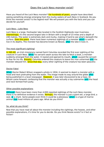 Year 3 English Non-Fiction Unit - Loch Ness Monster | Teaching Resources