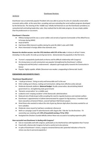 Eisenhower completed notes A-level | Teaching Resources