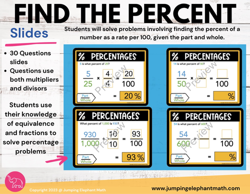 Percentages of an amount - Find the Percent Google Slides and ...