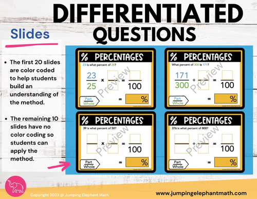 Percentages of an amount - Find the Percent Google Slides and ...