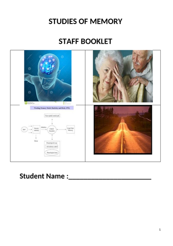 STUDIES OF MEMORY Psychology GCSE / iGCSE; GCE A Level / iA Level / IB ...