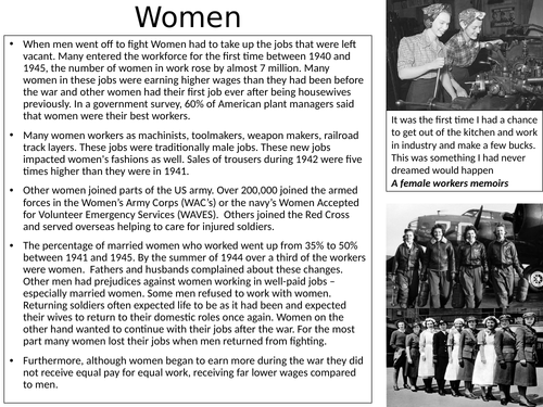 USA Theme 3: Lesson 3 - Impact of the Second World War | Teaching Resources