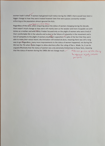 USA Theme 3: 1960s women essay practice | Teaching Resources