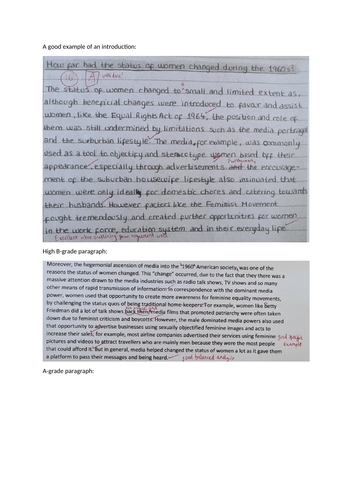 USA Theme 3: 1960s women essay practice | Teaching Resources