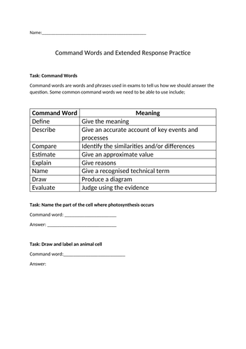 Command Word Practice | Teaching Resources