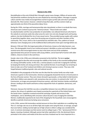 USA Theme 3: Lesson 4 - How did the role of women in the USA change in ...