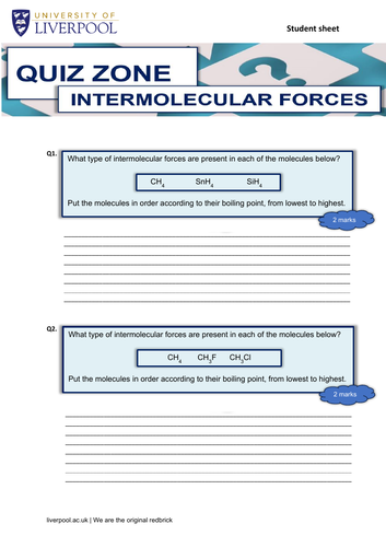 Intermolecular forces lesson pack | Teaching Resources