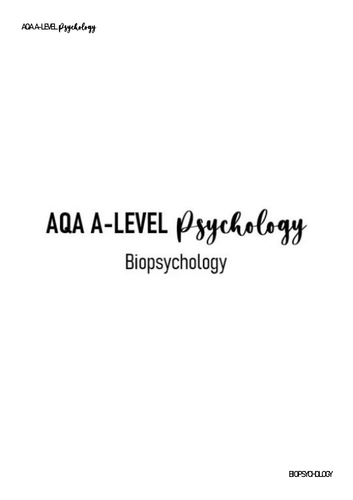 Biopsychology Essays - AQA A-Level Psychology | Teaching Resources
