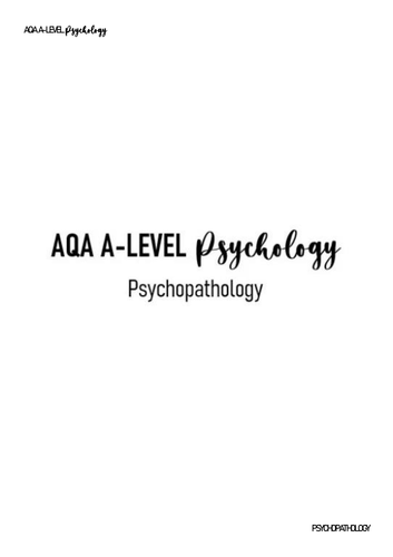 Psychopathology Essays - AQA A-Level Psychology | Teaching Resources