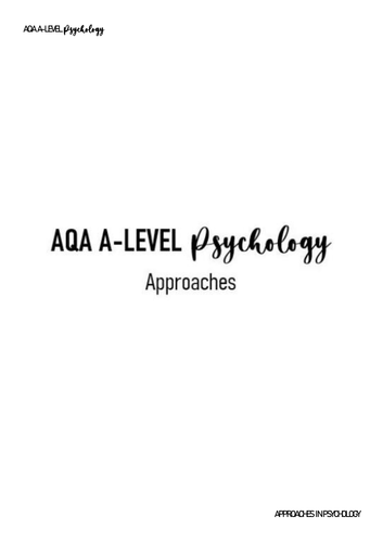 Approaches Essays - AQA A-Level Psychology | Teaching Resources
