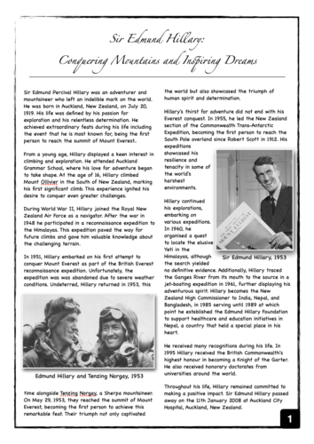 Famous Explorers - Sir Edmond Hillary Activity Set | Teaching Resources