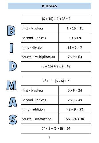 Level 1 Functional Skills Maths - Order of Operations (BIDMAS) Workbook ...