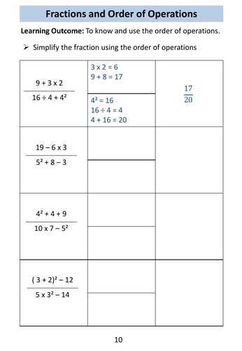 Level 1 Functional Skills Maths - Order of Operations (BIDMAS) Workbook ...