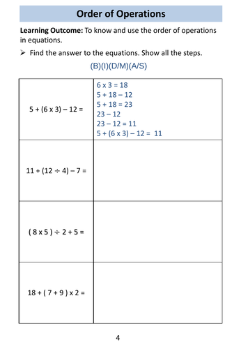 Level 1 Functional Skills Maths - Order of Operations (BIDMAS) Workbook ...
