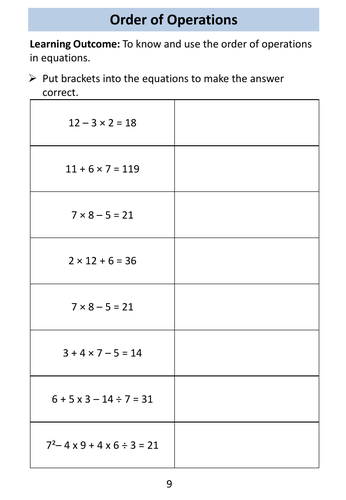 Level 1 Functional Skills Maths - Order of Operations (BIDMAS) Workbook ...