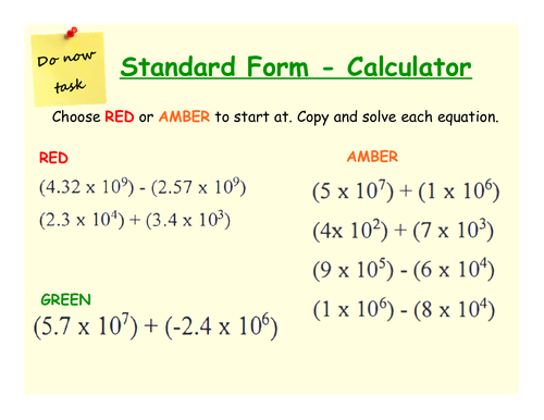 Standard Form: Using a Calculator | Teaching Resources