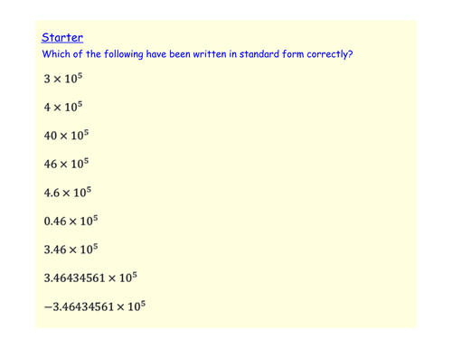 Standard Form: Correcting numbers into SF | Teaching Resources