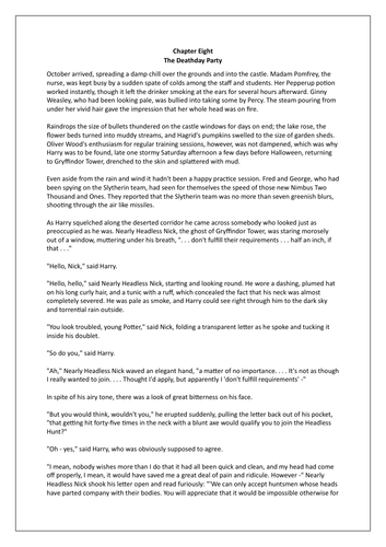 Harry Potter and the Chamber of Secrets - Whole Class Reading Session ...